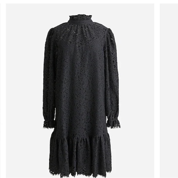 J. Crew | Dresses | J Crew Ruffle Neck Dress In Black Lace | Poshmark